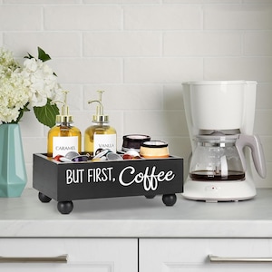 Wooden Coffe Bar Organizer. Coffee Box, Coffee and Tea Storage. Coffee ...