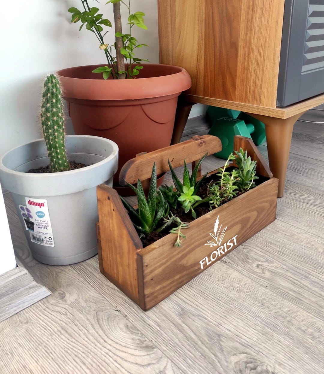 Rustic Wooden Plant Pot, Rustic Indoor Plant Pot, Wooden Planter ...