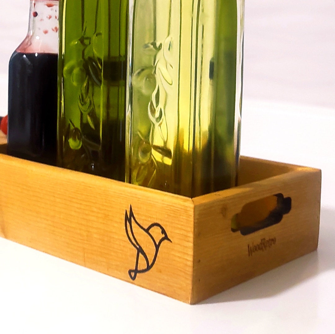 Wooden Kitchen Storage Box, Oil Bottle Holder. Jar Holder. Oil ...