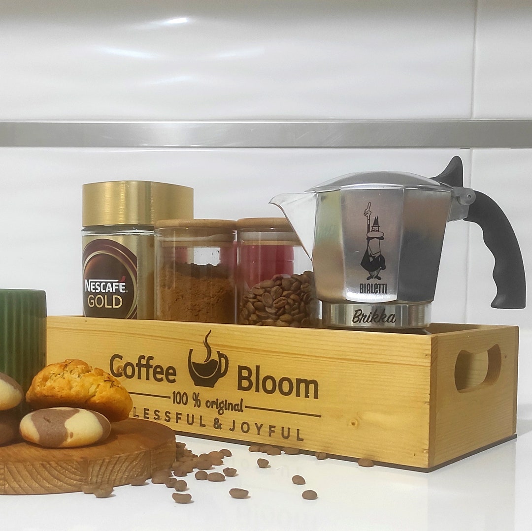 Wooden Coffee Tray Wooden Coffee Serving. Farmhouse Chic Coffee Station ...