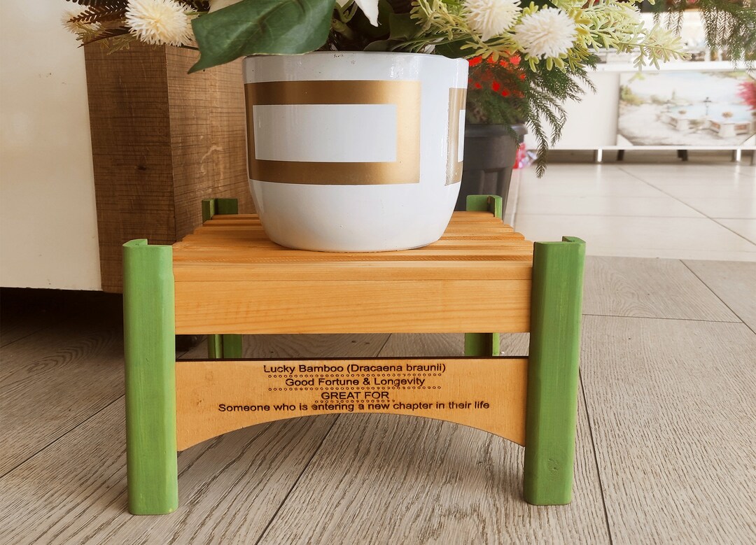 Indoor Plant Stand With Plant Name Tag, Handmade. Riser Stand for Plant ...