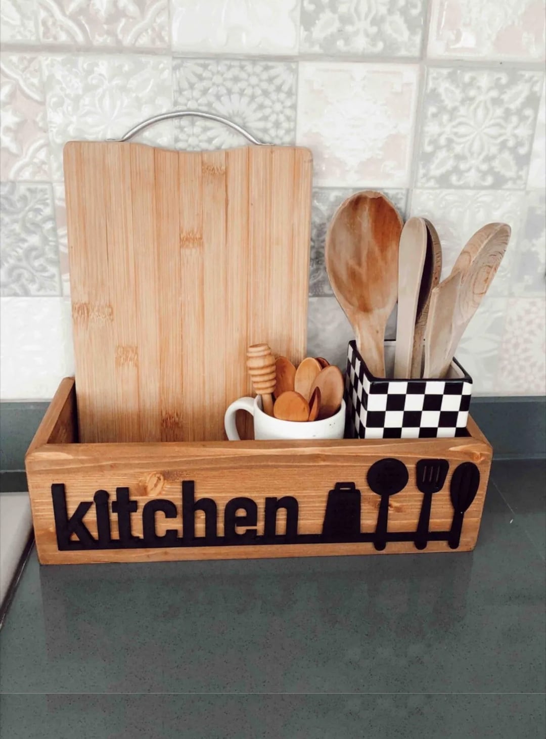 Kitchen Caddy for Countertop. Kitchen Decoration, Caddy Organizer ...