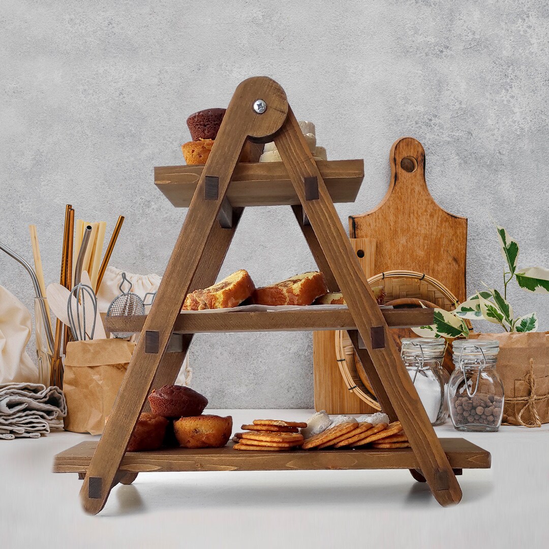 Wooden Cup Cake Serving Stand 3 Tiers Serving Stand, Cup Cake Stand ...