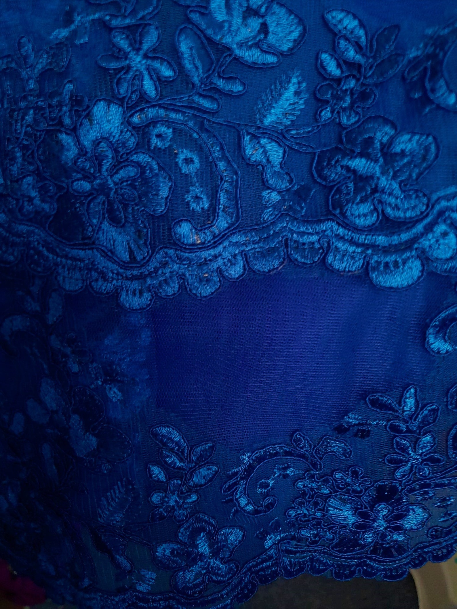 Royal Blue Veil With Lace Edge,cathedral Veil With Comb - Etsy