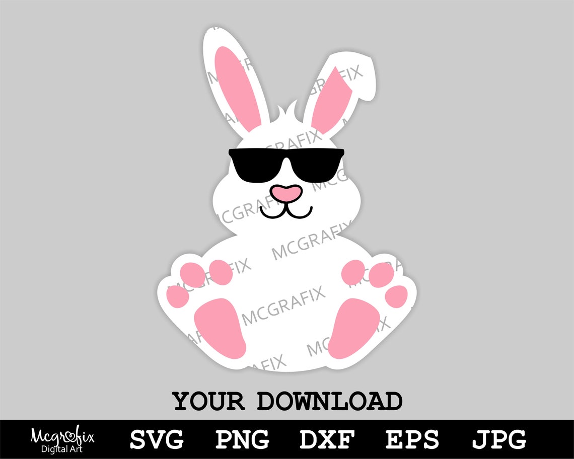 Bunny With Glasses SVG Cool Bunny SVG Cute Bunny Svg Easter Bunny SVG ...