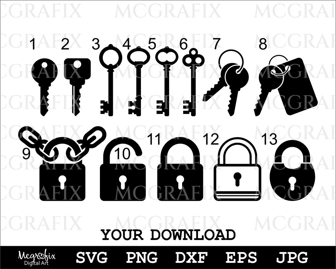 Lock and Key SVG Keys SVG Key Bundle SVG Lock Svg | Etsy