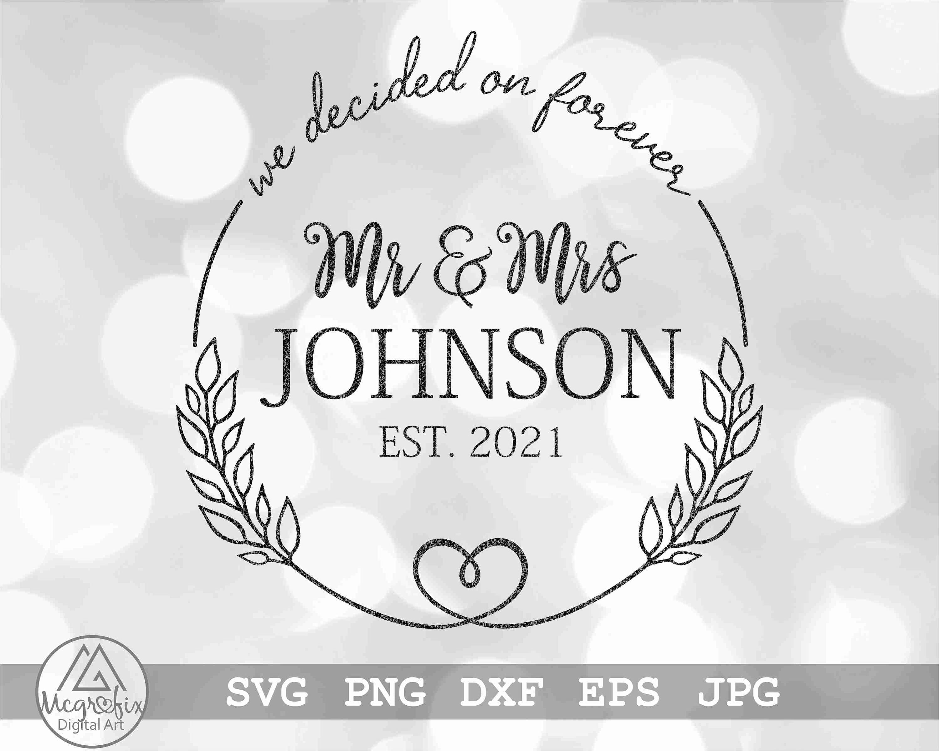 Embellishments Clip Art & Image Files Mr and Mrs Est 2021 SVG Mr & Mrs ...