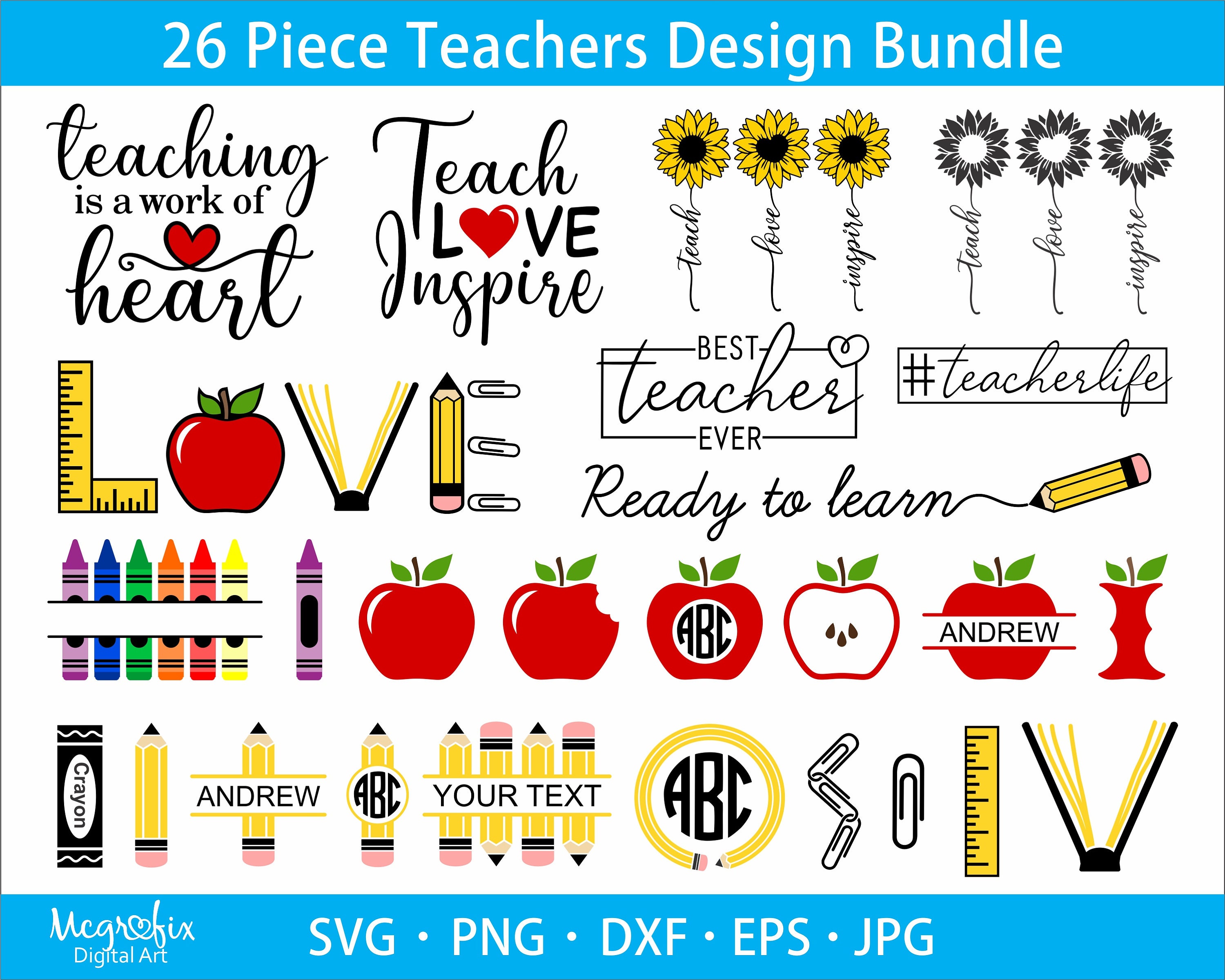 Teacher SVG Teacher SVG Bundle Back to School SVG School - Etsy