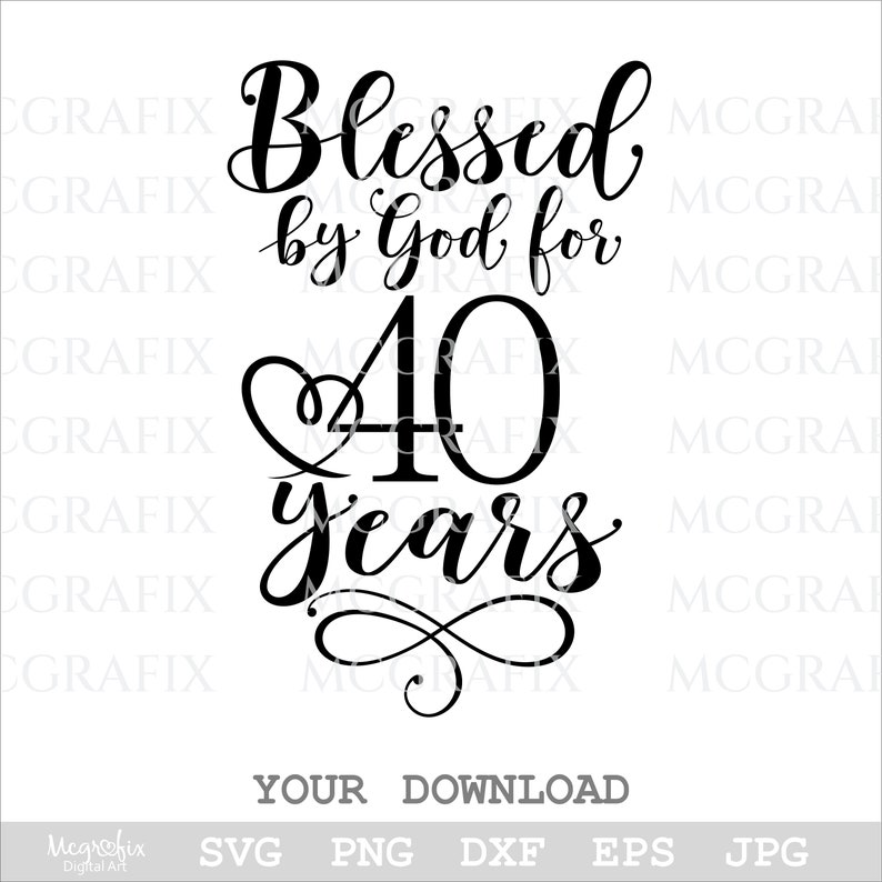 Blessed by God for 40 Years SVG 40th Birthday SVG Happy - Etsy