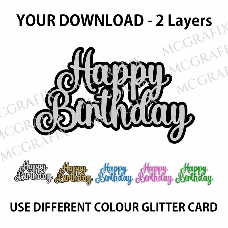 Happy Birthday Cake Topper SVG: Layered Cut File for DIY Birthday Party ...