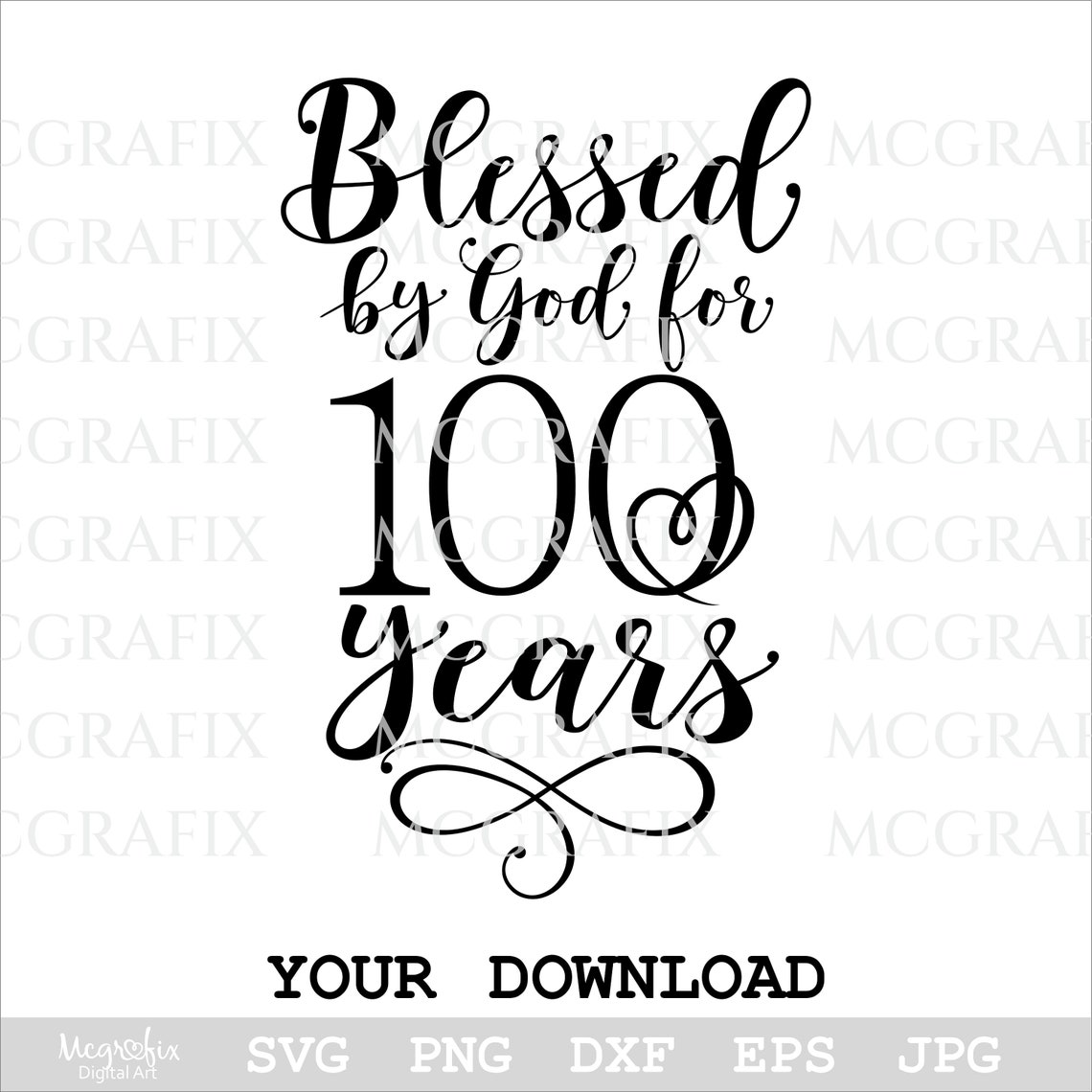 Blessed by God for 100 Years SVG 100th Birthday SVG - Etsy
