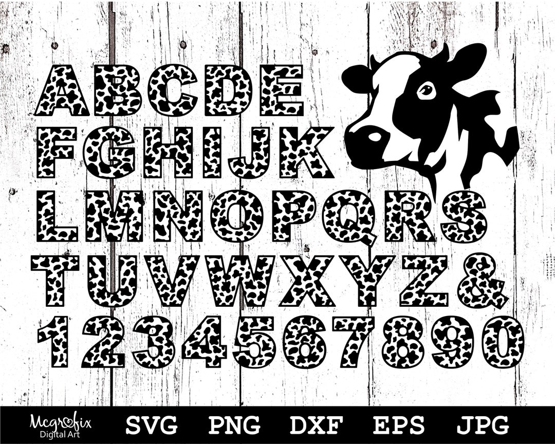 Cow Alphabet SVG Cow Font SVG Cow Print SVG Animal Font Svg Farmhouse ...