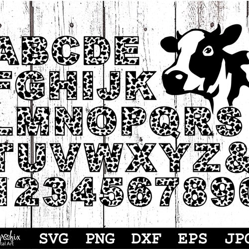 Cow Alphabet Svg Dxf Eps Png Jpg Cow Letters Svg Cow - Etsy