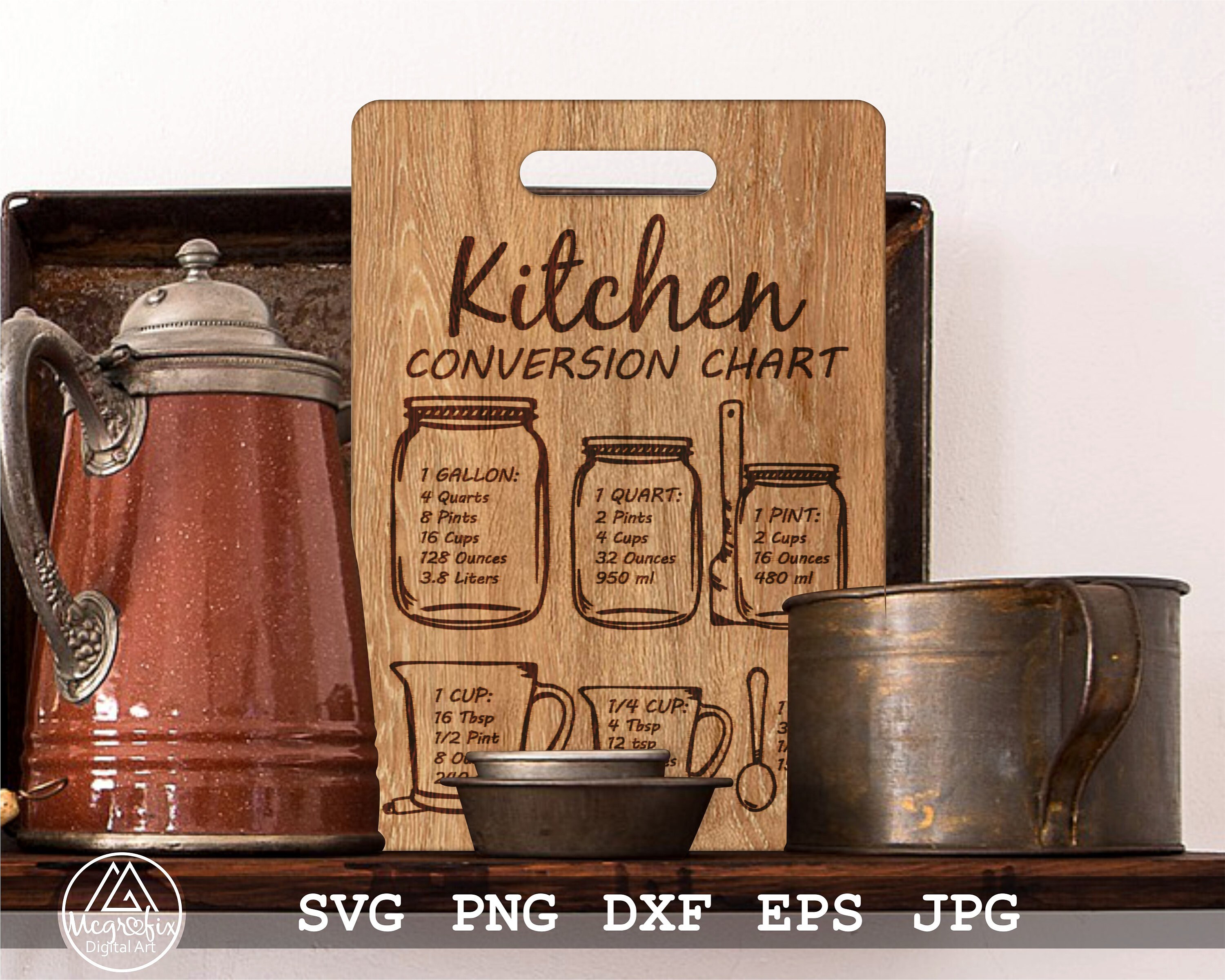 Kitchen Conversion Chart SVG Kitchen Measurement SVG | Etsy