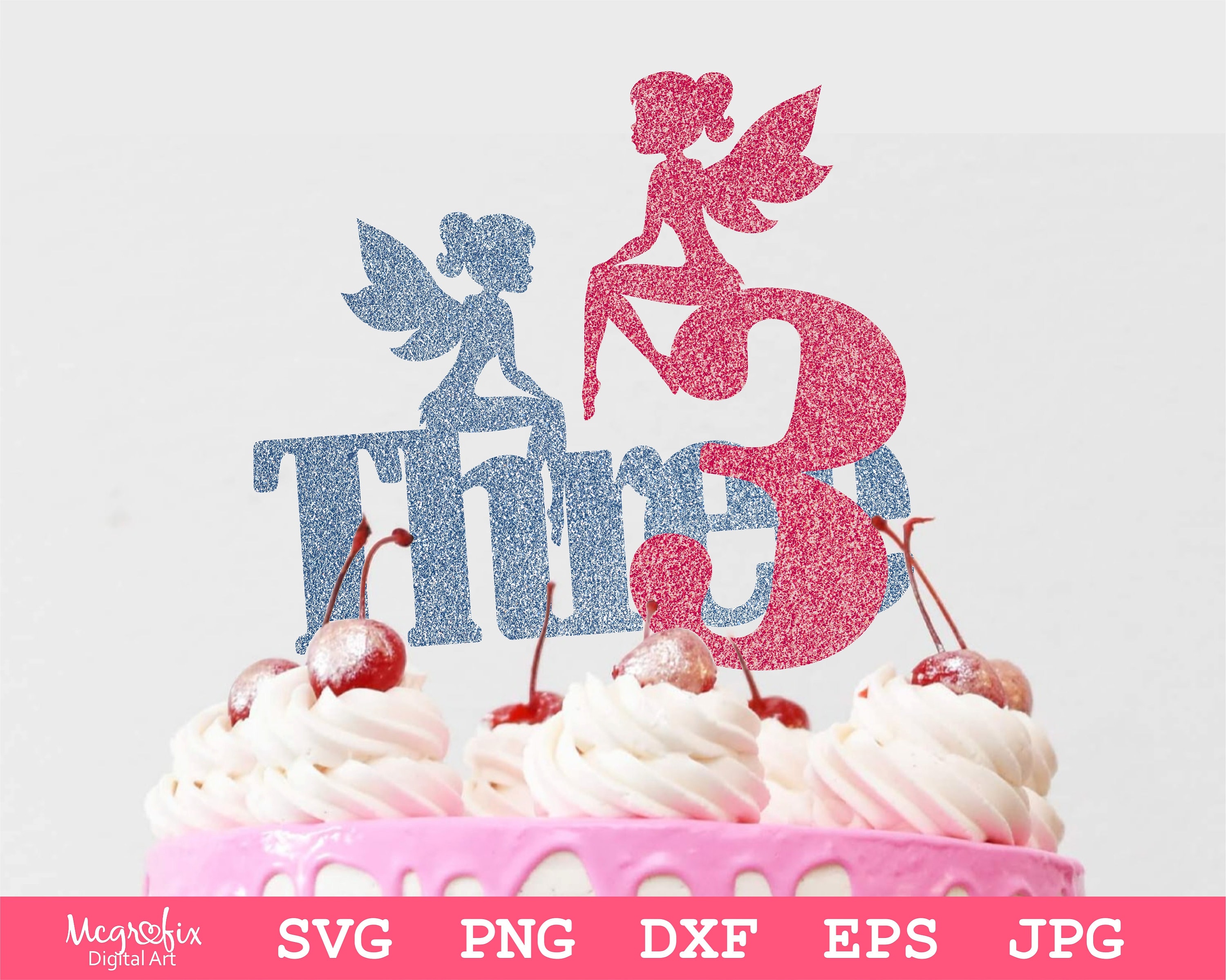 3rd Birthday Cake Topper SVG Fairy Birthday SVG 3rd - Etsy