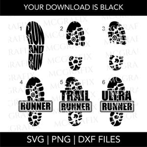 Shoe Print SVG Bundle: Running Footprint Cut Files for Runner Shirts ...