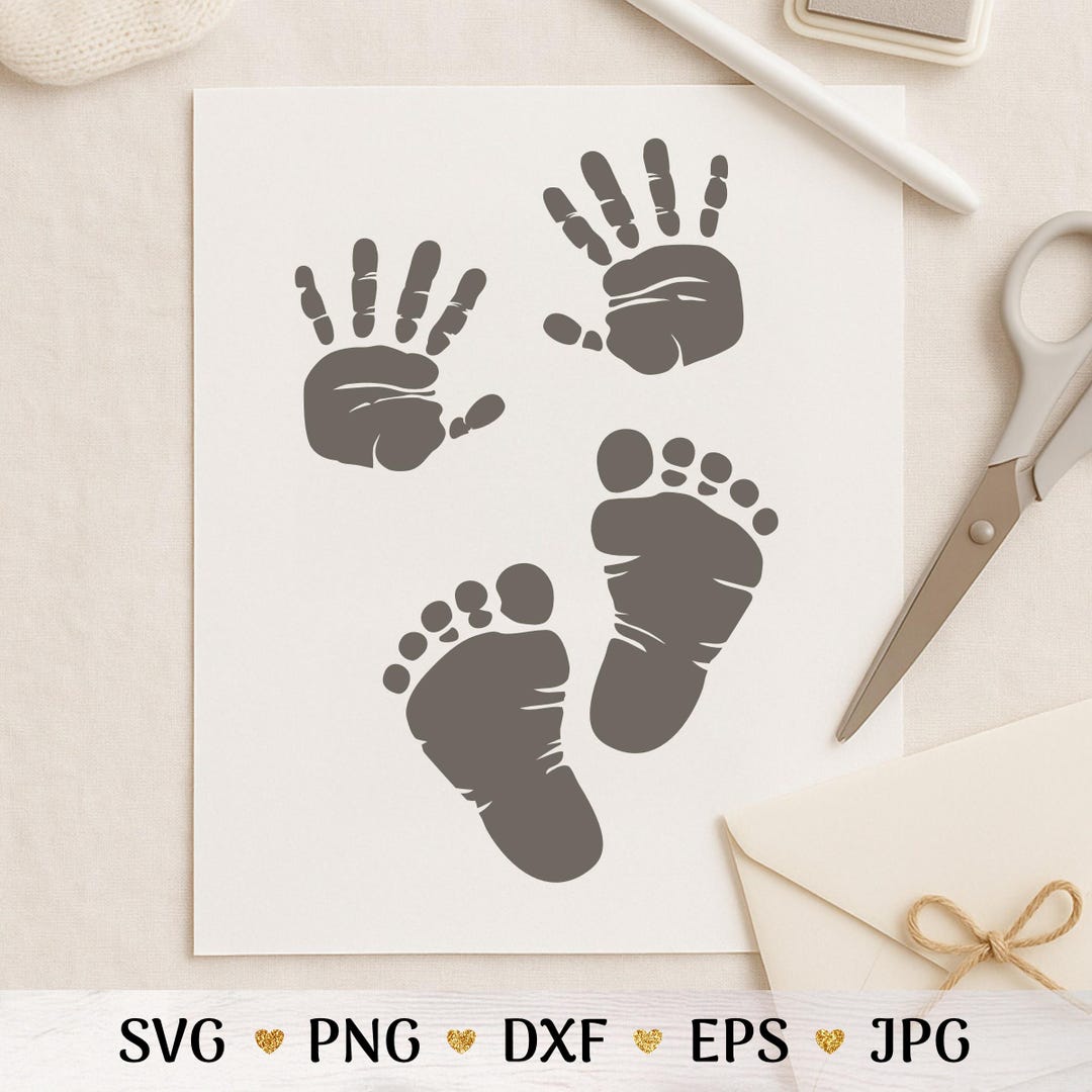 Baby Hand and Footprint SVG: Newborn Baby Clipart & Cut File for ...