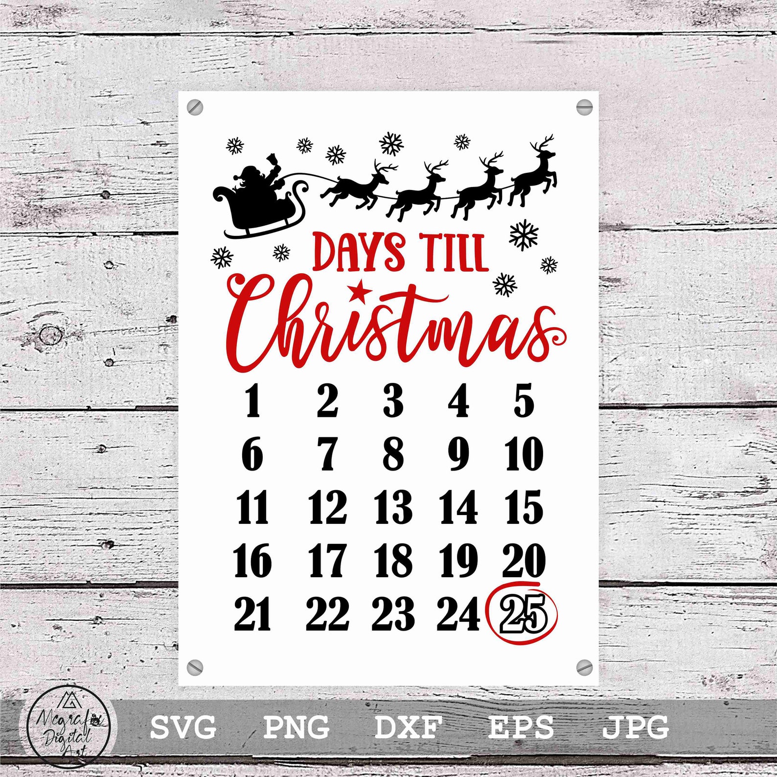 Christmas Countdown SVG Christmas Calendar SVG Christmas | Etsy