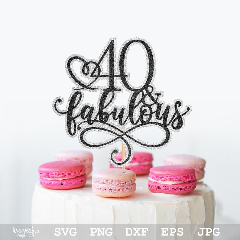 40th Cake Topper Svg 40th Birthday Svg Cake Topper Svg Etsy Uk