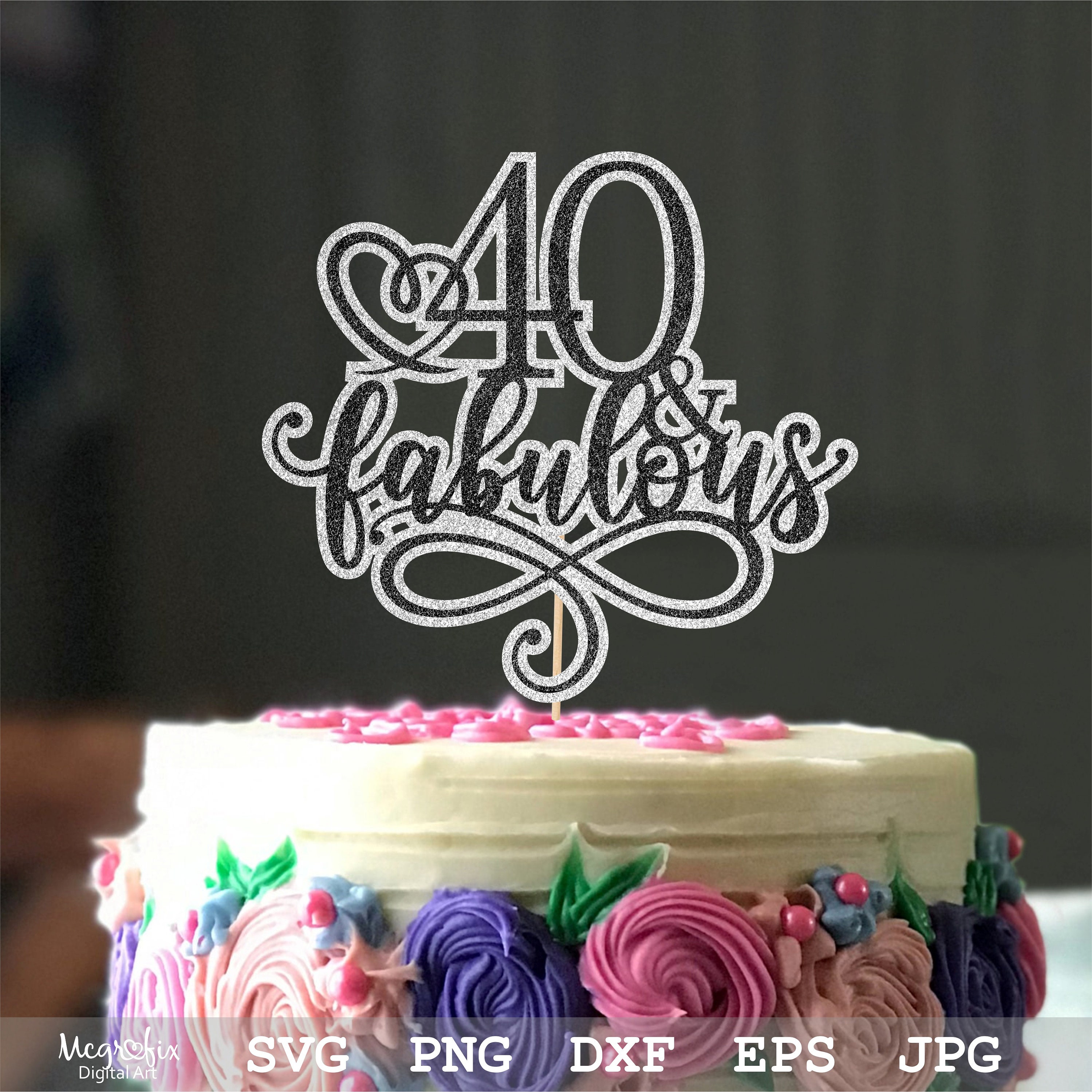 40th Cake Topper SVG 40th Birthday SVG Cake Topper SVG - Etsy