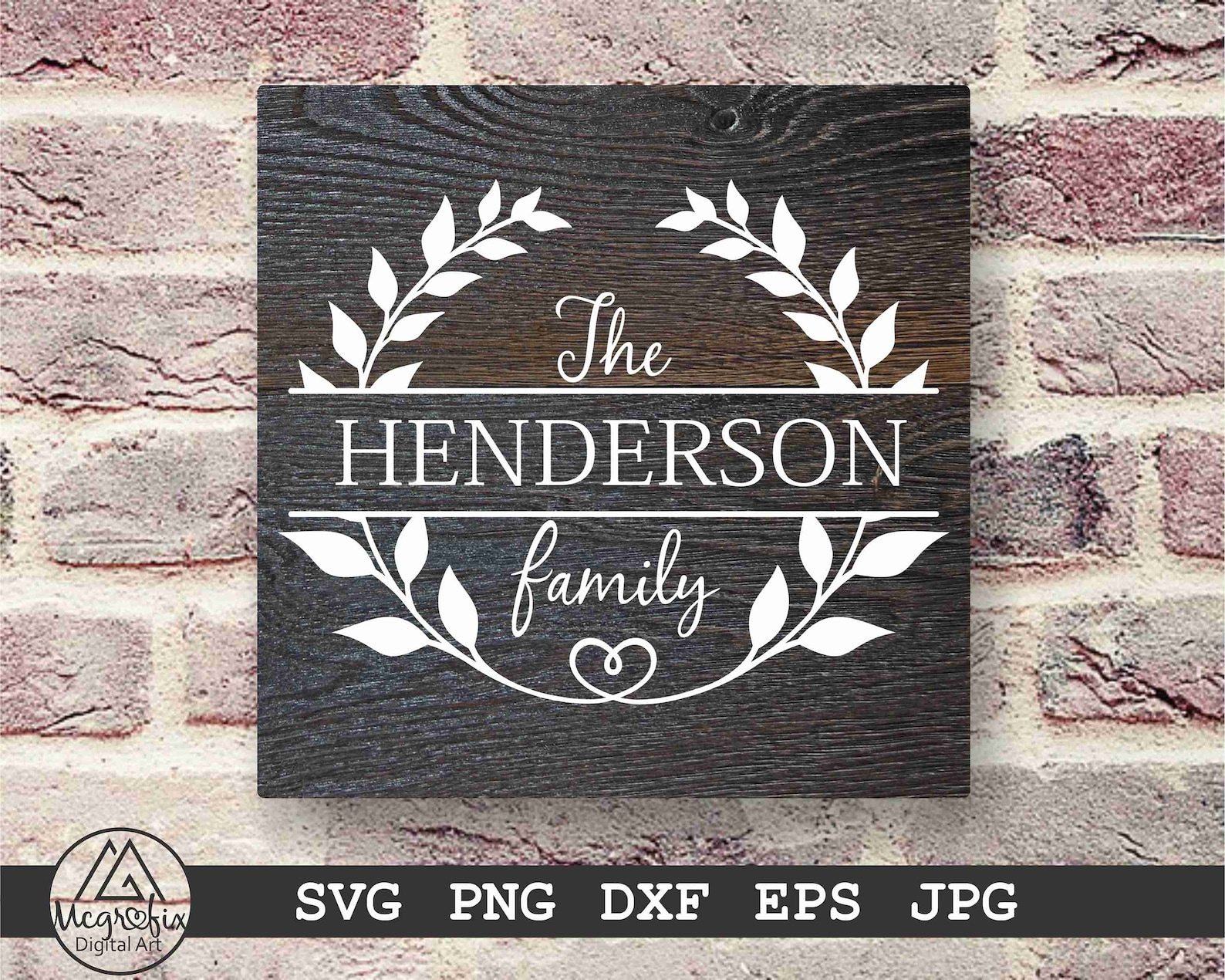 Family Name Monogram SVG Family Name SVG Farmhouse Sign | Etsy