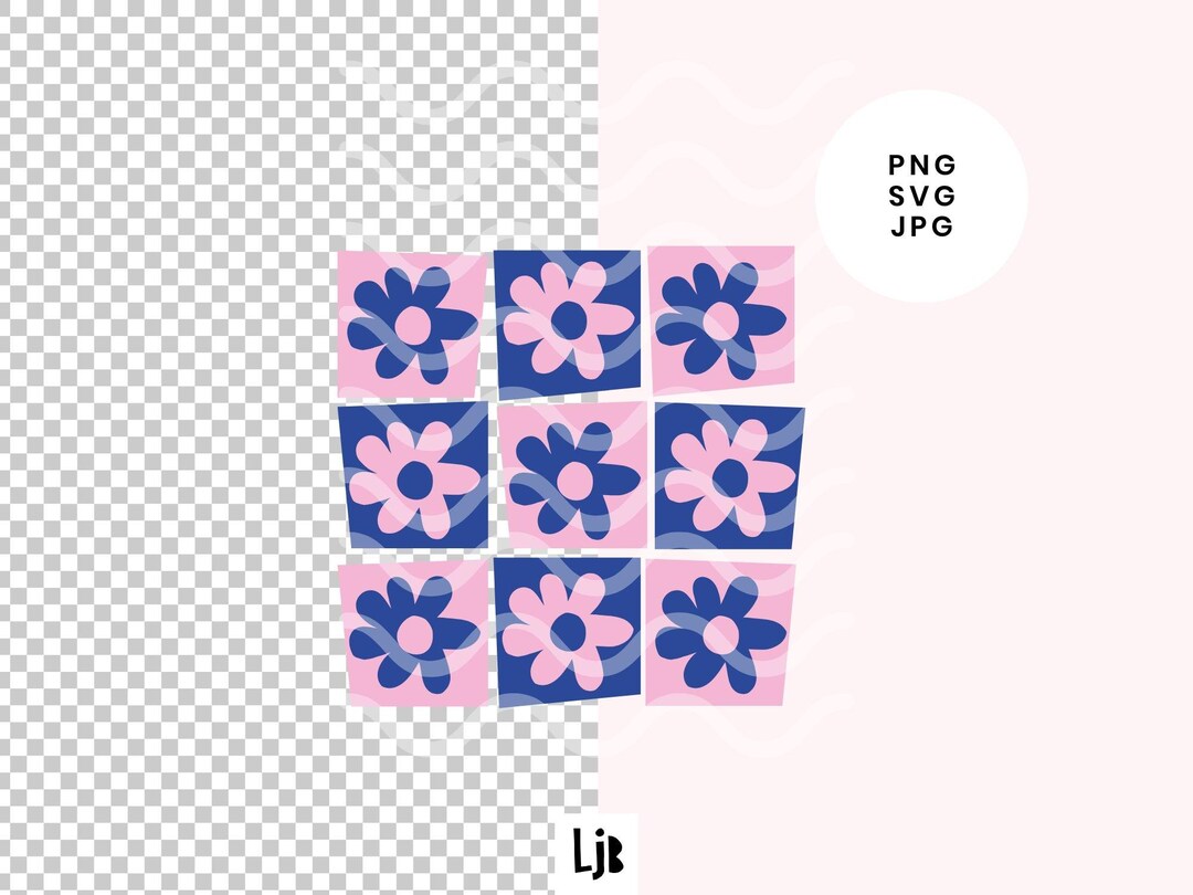 Flower Tile Clipart Set | Modern Floral Illustration PNG | Abstract ...