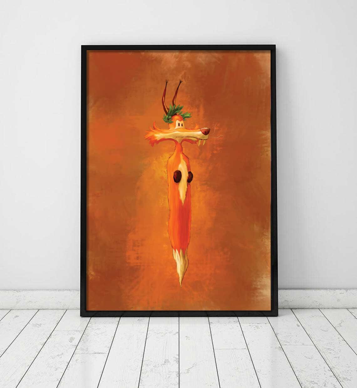 Carrot Fox Print, Printable Camo Fox Wall Art, Fox, Digital Download ...