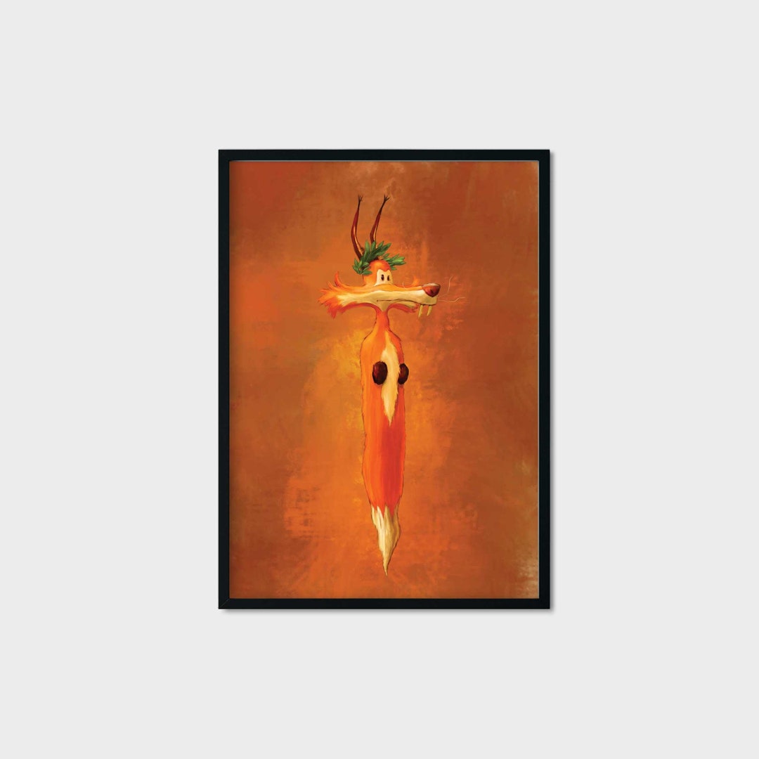 Carrot Fox Print, Printable Camo Fox Wall Art, Fox, Digital Download ...
