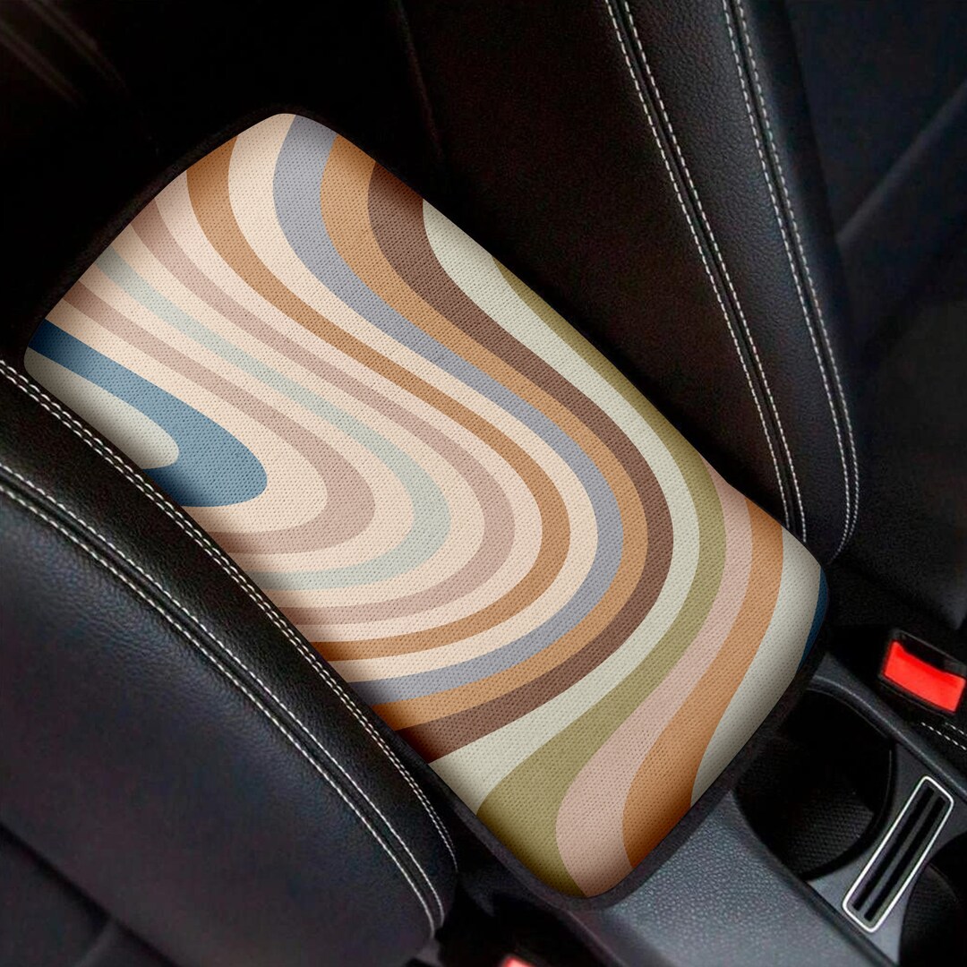 Vintage Wave 70s Center Console Cover, Boho Car Center Console Cover ...