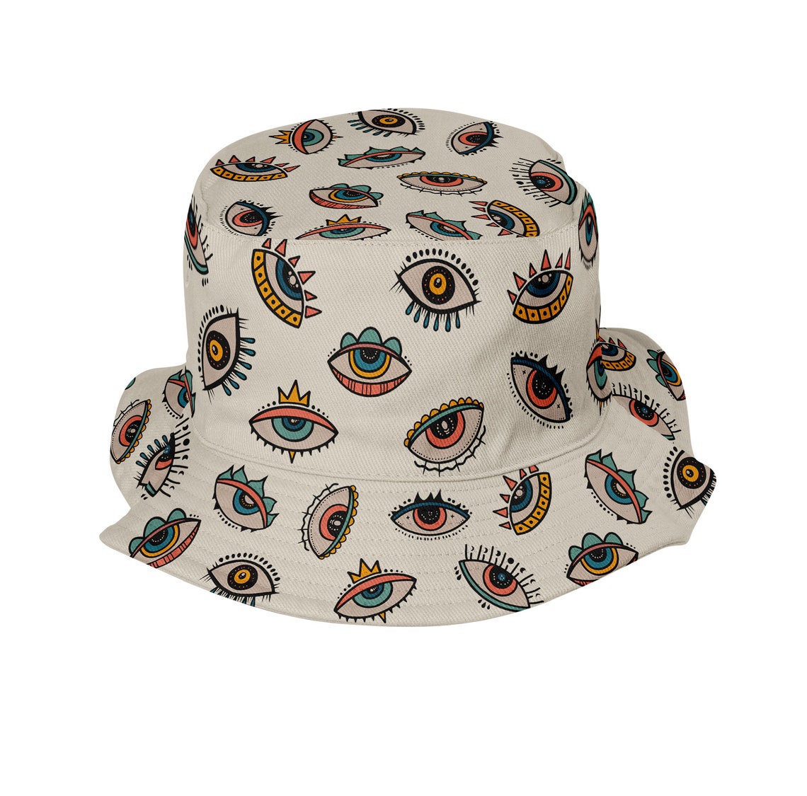 Mystical Eyes Bucket Hat , Reversible Hat, Festival Hat , Mystic Evil ...
