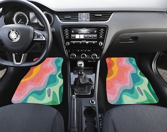 Abstract Wave Car Floor Mats, Hippie Car Mat, Car Accessories Gift ...