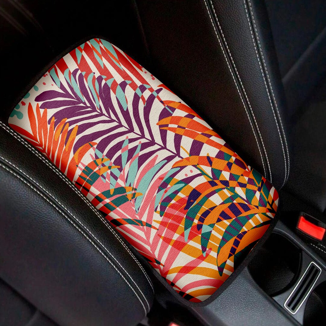 Retro Floral Tropical Center Console Cover,boho Car Center Console ...