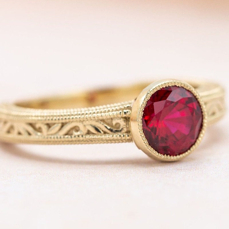 Ruby Filigree Ring - Etsy