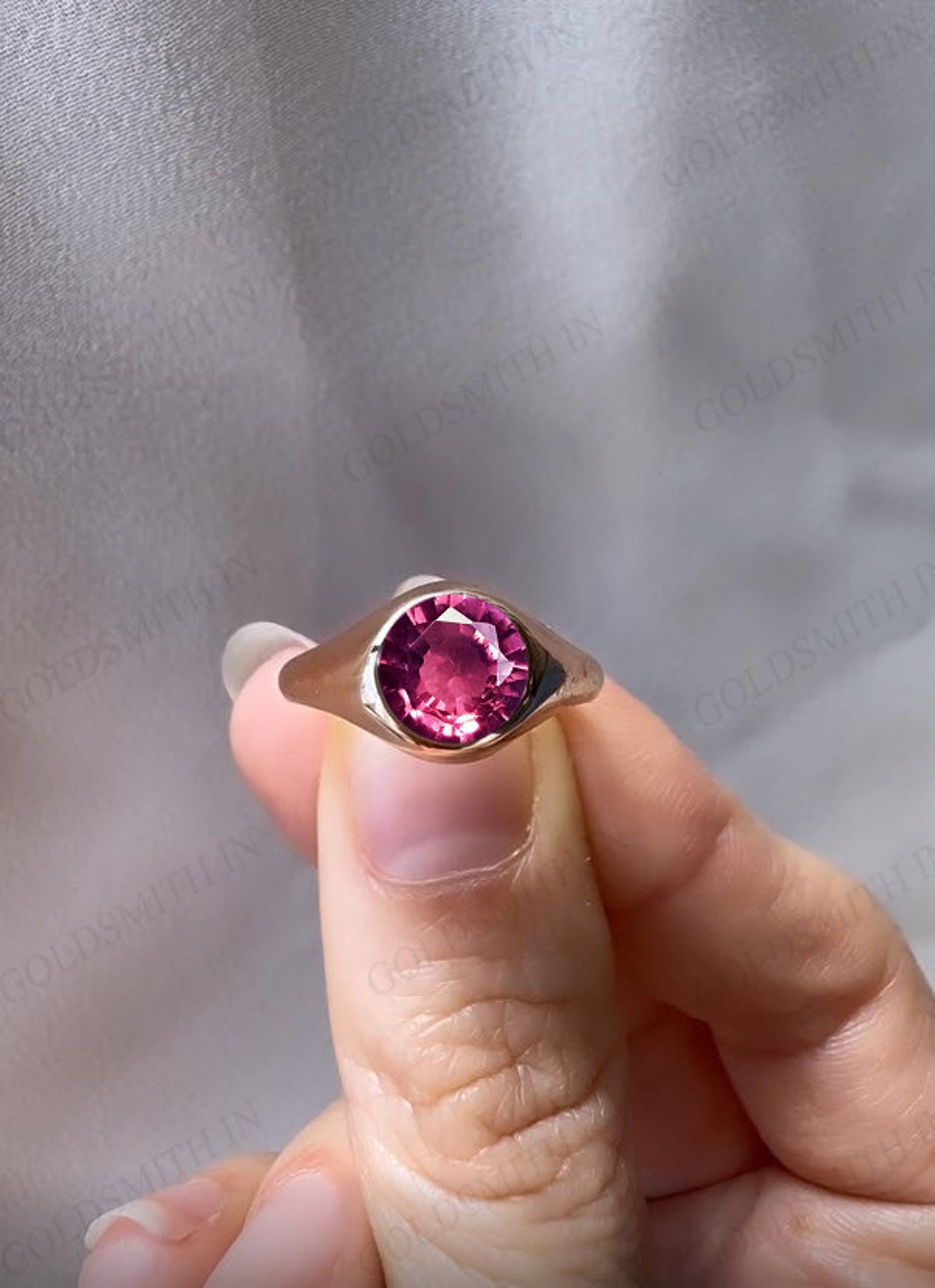 Raspberry Rhodoilte Garnet Signet Ring for Women Vintage Garnet ...