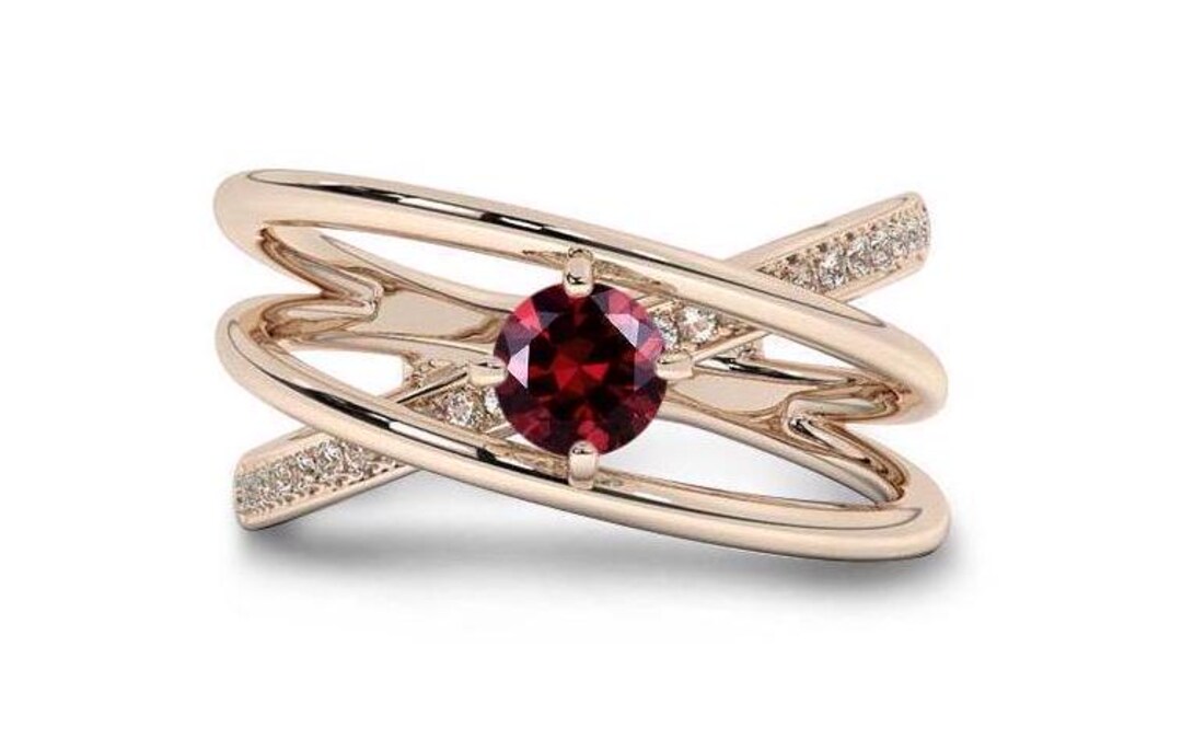 Infinity Style Red Garnet Engagement Ring for Women 925 Silver Red ...