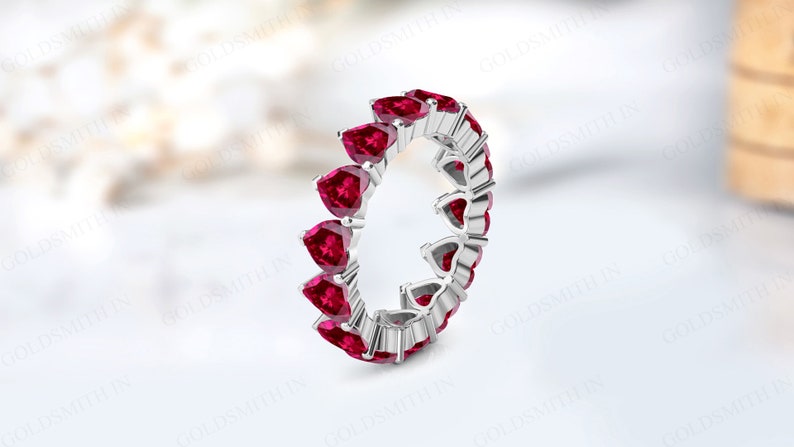 Art Deco Ruby Full Eternity Band for Women Antique Heart Shaped Ruby ...