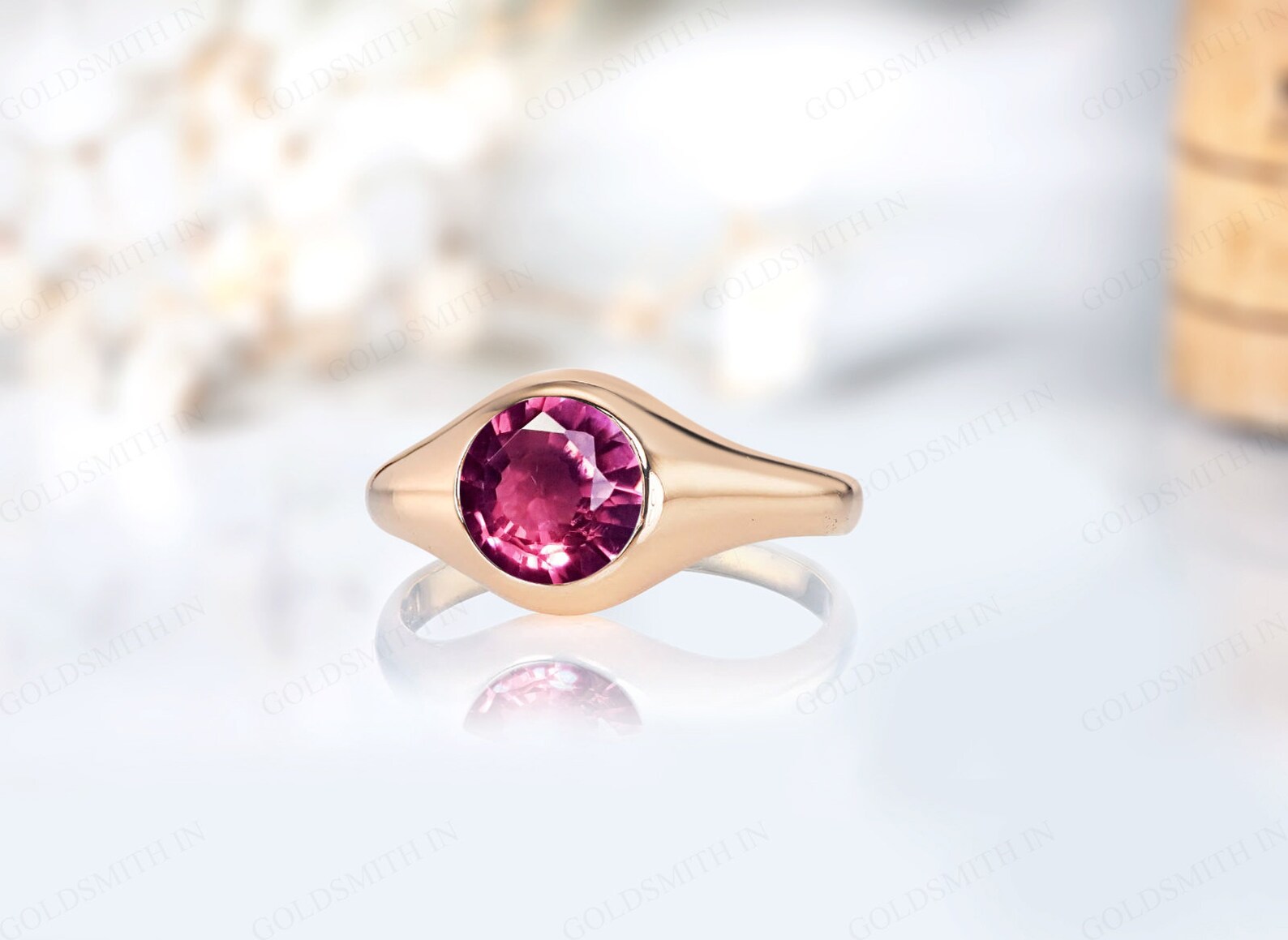 Raspberry Rhodoilte Garnet Signet Ring for Women Vintage Garnet ...
