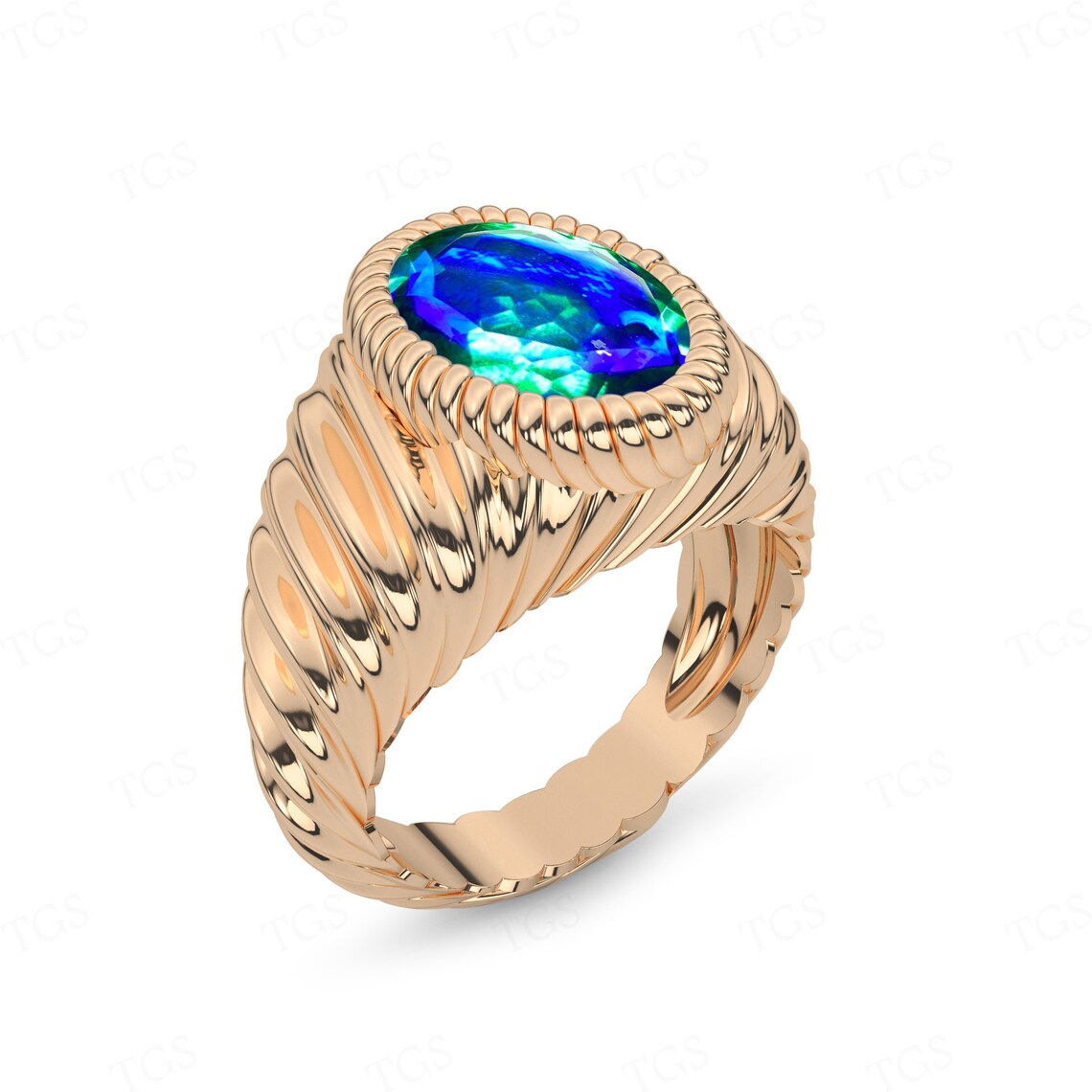 Peacock Quartz Gemstone Signet Ring Unique Heirloom Signet Ring for ...