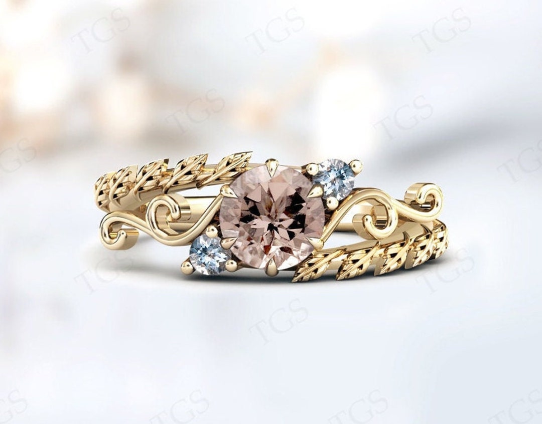 Art Deco Morganite Engagement Ring Vintage Round Shaped Morganite ...