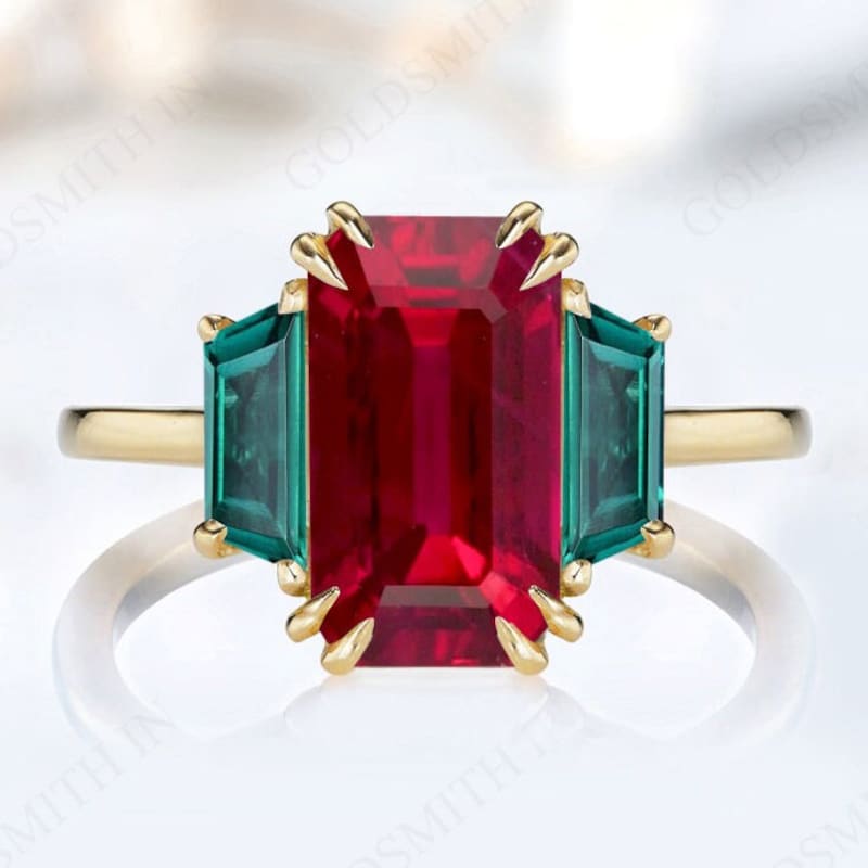 Ruby Emerald Ring - Etsy