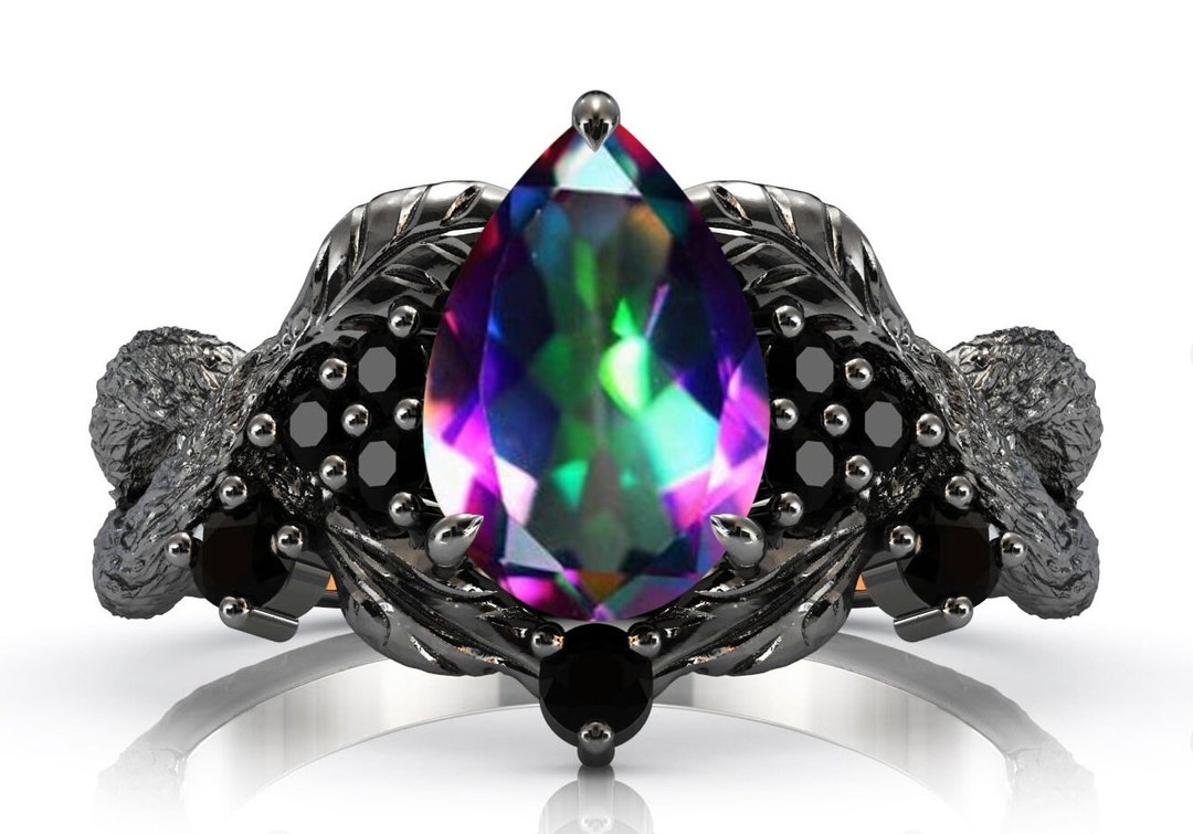 Bio Color Mystic Topaz Engagement Ring Branch Texture Mystic Topaz ...