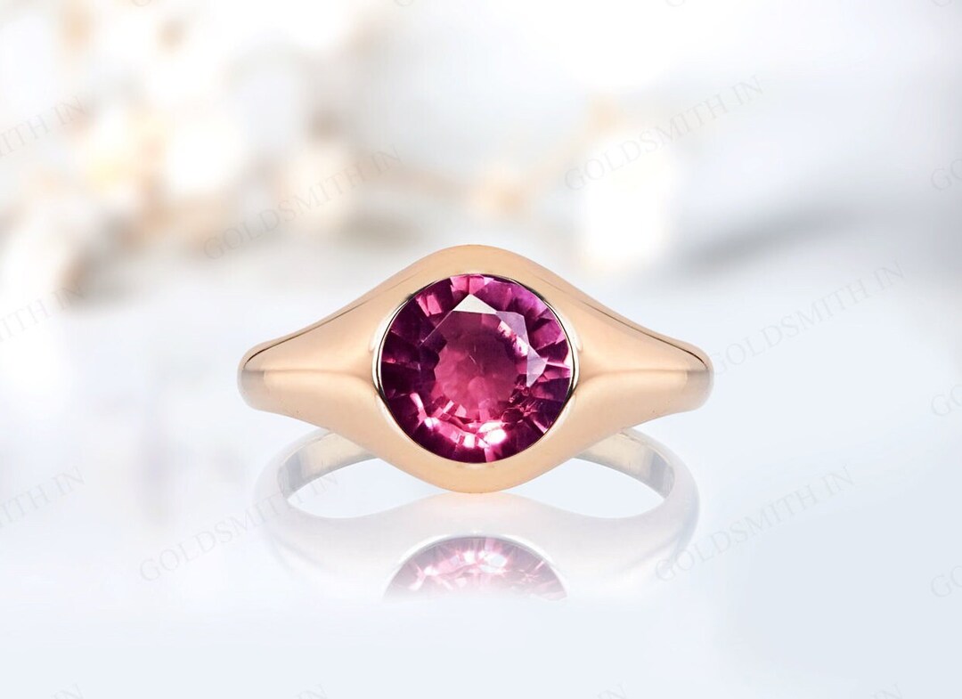 Raspberry Rhodoilte Garnet Signet Ring for Women Vintage Garnet ...