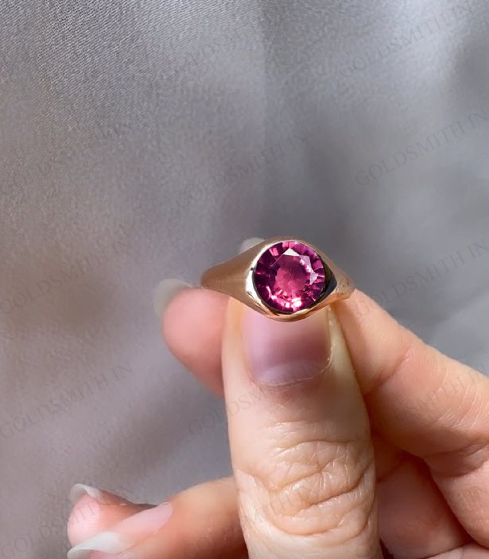 Raspberry Rhodoilte Garnet Signet Ring for Women Vintage Garnet ...