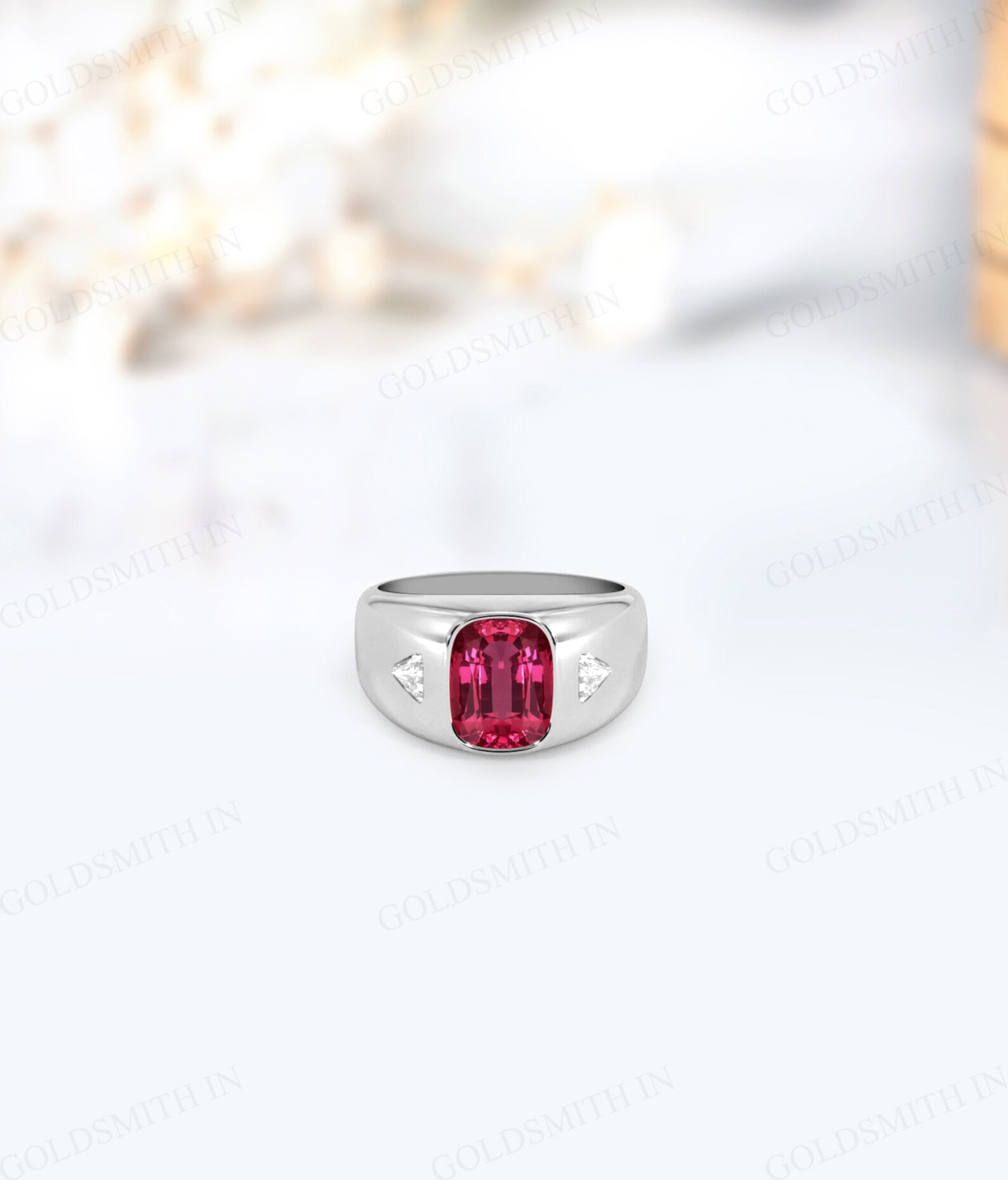 Unique Red Ruby Signet Wedding Ring for Women 925 Sterling Silver ...