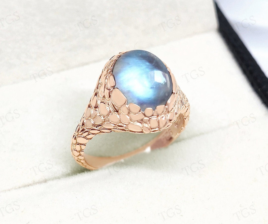 Art Deco Moonstone Gothic Ring for Women 925 Silver Moonstone Statement ...