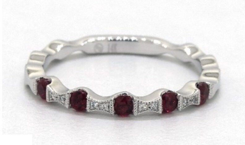 Art Deco Eternity Wedding Band Ruby Wedding Ring Ruby and - Etsy