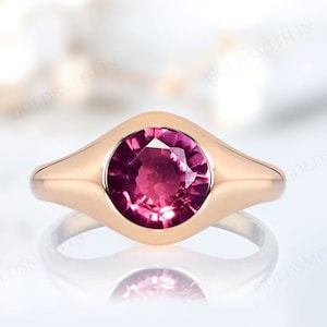 Raspberry Rhodoilte Garnet Signet Ring for Women Vintage Garnet ...