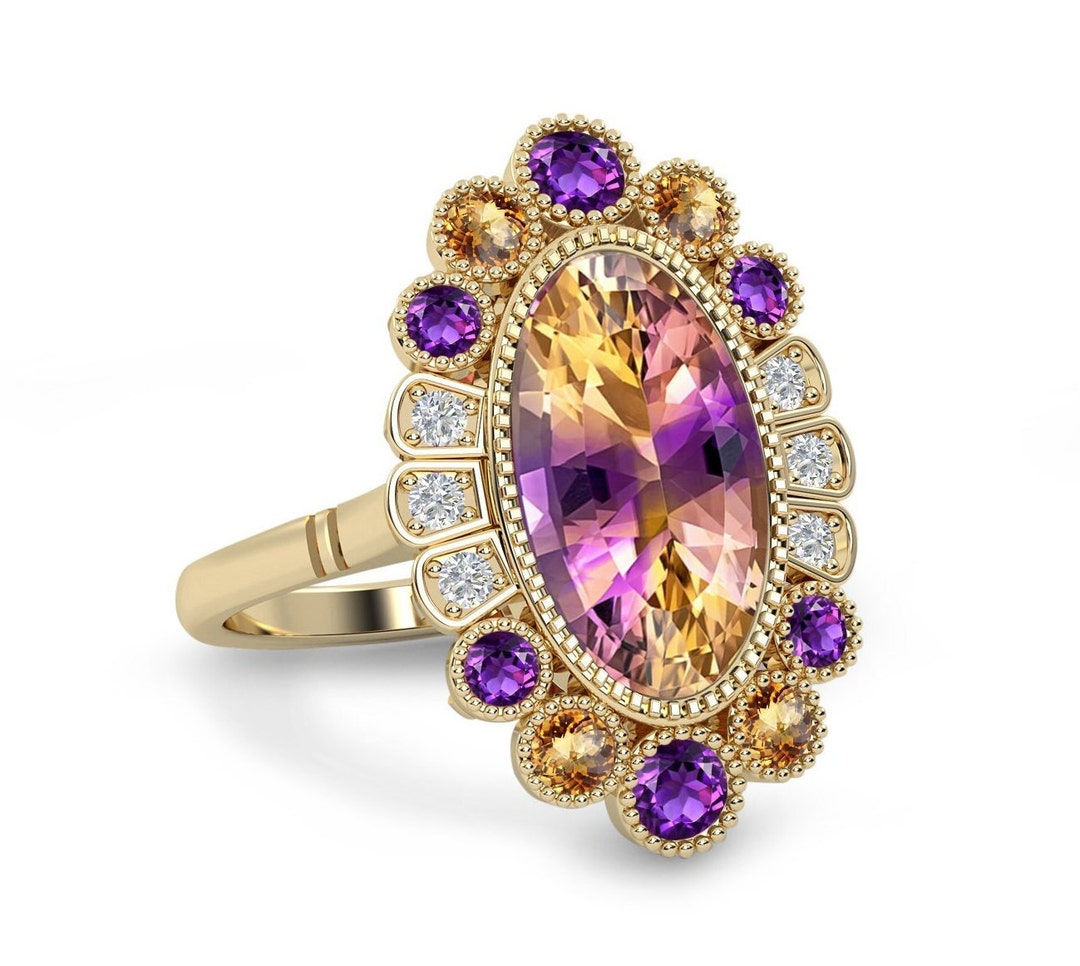 Bio Color Ametrine Engagement Ring for Women 925 Sterling Silver ...