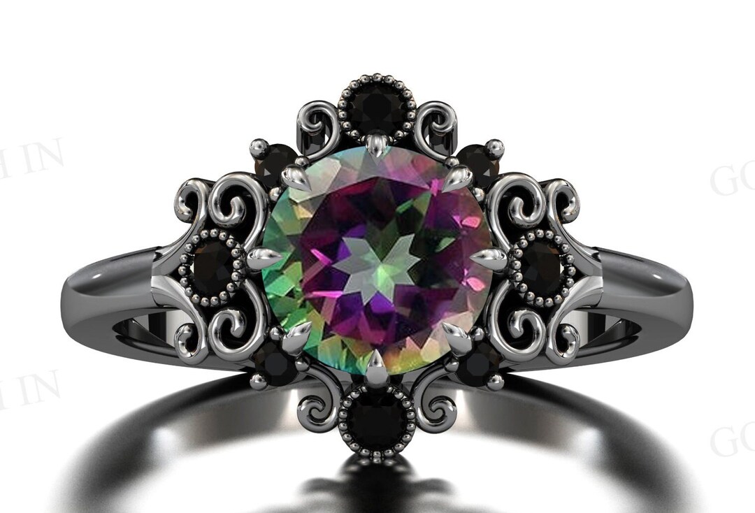 Bio Color Mystic Topaz Engagement Ring Vintage Mystic Topaz Wedding ...