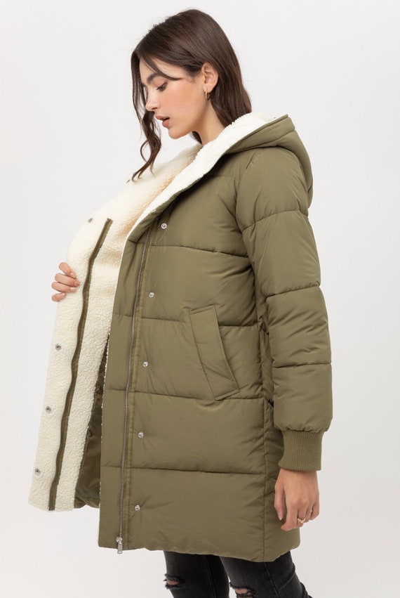 Puffer Jacket in Olive Green - Etsy